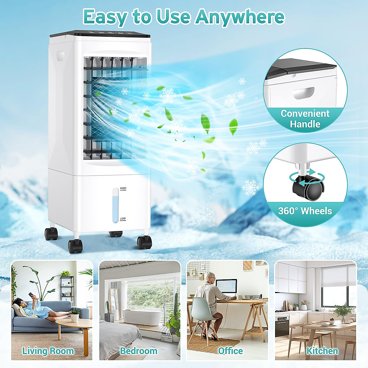 Portable Air Conditioners, 3-IN-1 Air Conditioner Portable with 3 Speeds, 6L Portable AC w/7H Timer, 60°Oscillation, Remote Control Windowless Portable Air Conditioner for Room, Home