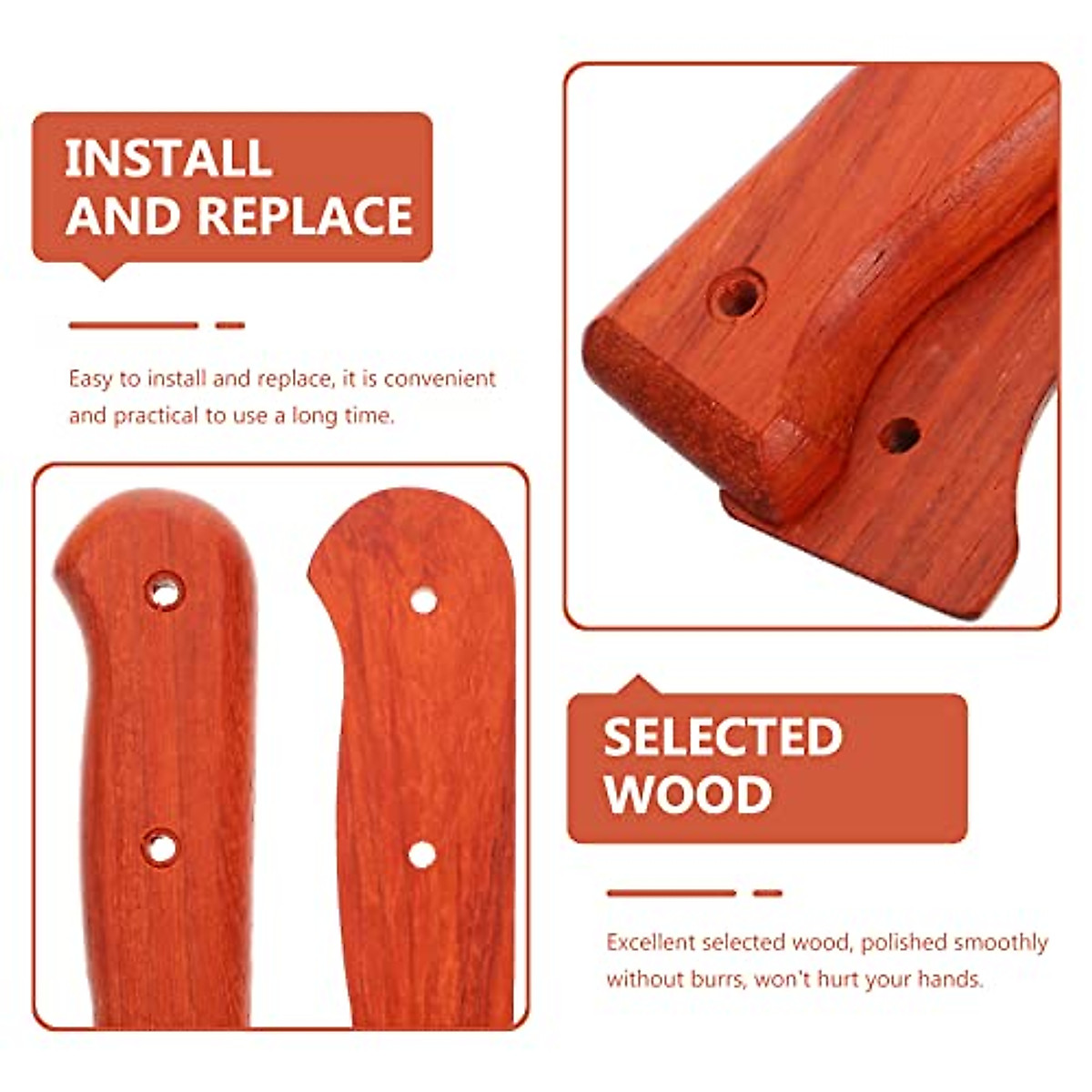 UPKOCH Kitchen Cutter Accessory 1 Set Knife Handle Japanese Kitchen Knife Repair Handle for Knife Natural Wood Handle Replacement (Brown) Cutter Replacement