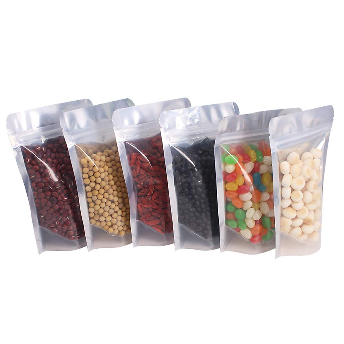 Belinlen 100 PACK 4 x 6 Inch Zipper Mylar Bags Stand Up Mylar Zip Lock Bags Clear Silver Bags Reusable Food Storage Aluminum Foil Pouch Bags for Multipurpose with Gusset Bottom(5.5mil Thickness)