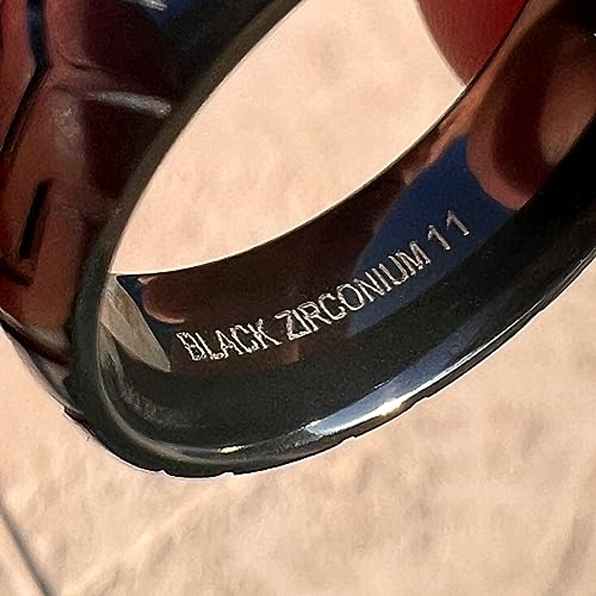 Men's Black Zirconium Metal Sports Car Biker Motorcycle Tire Tread Ring Size 4-15 (10)