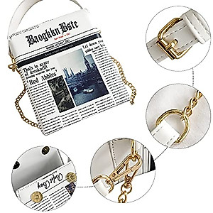 KUANG! Women Novelty Newspaper Evening Handbag Clutch Square Box Bag Envelope Purse Chain Shoulder Bag for Ladies
