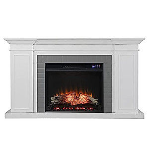 SEI Furniture Rylana Bookcase Electric Fireplace, White