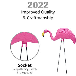 4E's Novelty Pink Flamingos Yard Decorations Large 23" [Set of 2] Outdoor Garden Flamingo Statue Ornament Lawn Decor