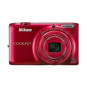 Nikon COOLPIX S6500 Wi-Fi Digital Camera with 12x Zoom (Red)