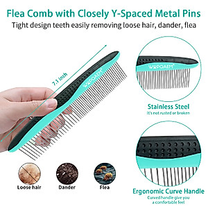 WOPQAEM Dog Brush Kit for Grooming Short & Long Haired Dogs & Cats, 5 in 1 Pet Grooming Set for Small Animals, 5 PCS Puppy Self-Cleaning Slicker Brush and Pet Comb for Shedding Medium & Large Dogs