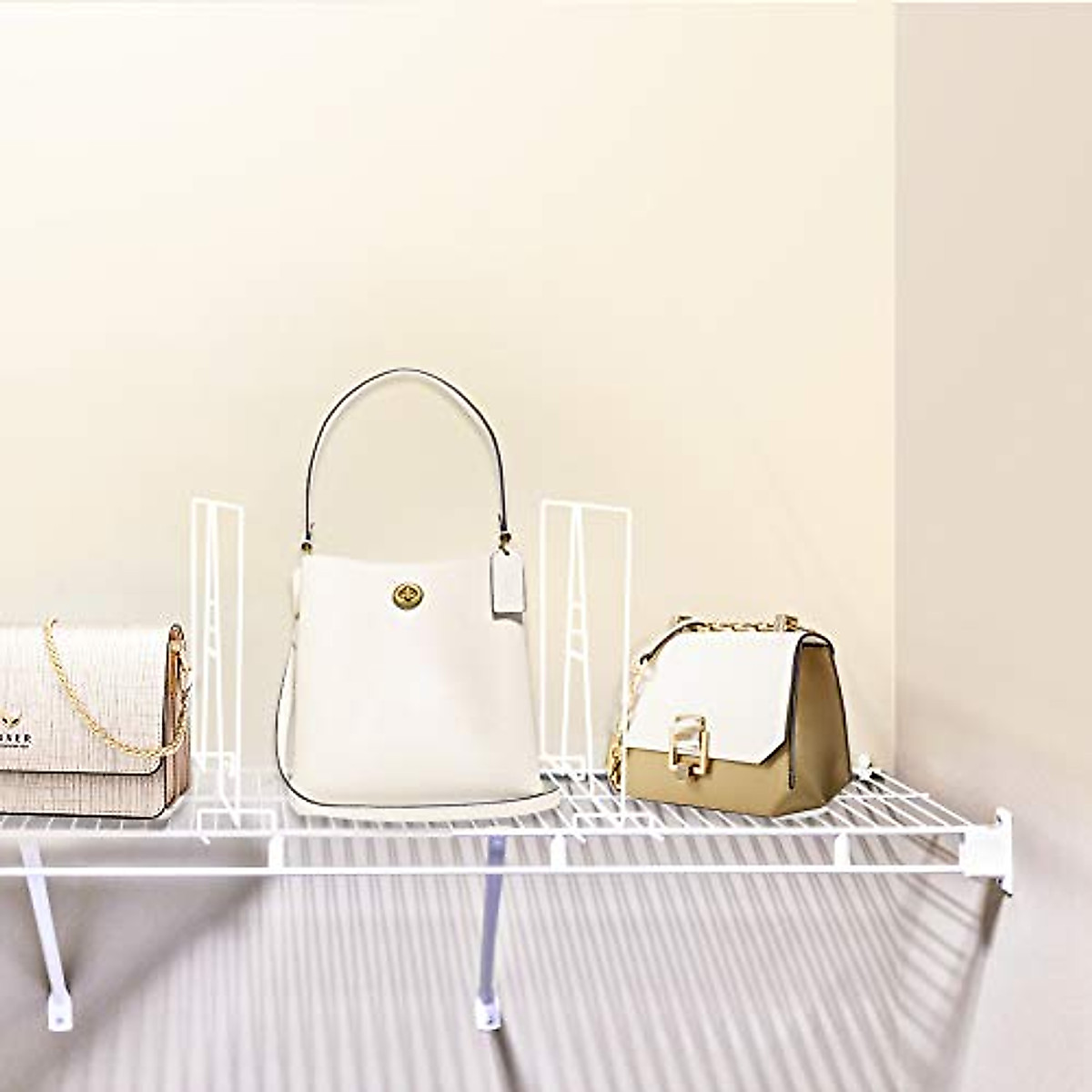 Urban Deco Shelf Dividers for Closet Organization - Wire Closet Shelving Sturdy Closet Shelf Organizer Steel Closet Dividers Linen Closet Organizer - White Coated Wire Shelf Organizer - Pack of 8