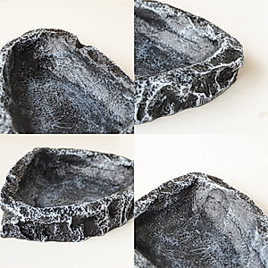 HAKCHERT Reptile Water Bowl.Reptile Corner Bowl.Rock Corner Bowl Suitable for Lizard Tortoise.Reptile Water Dish,Snake Tank Accessories,Reptile & Amphibian Habitat Décor. (Medium)