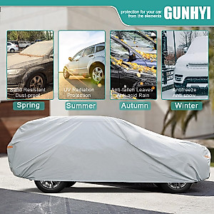 GUNHYI 5 Layer SUV Car Cover Waterproof All Weather, Universal Fit Ford Explorer, Honda Pilot, Nissan Murano, Jeep Grand Cherokee, Hyundai Palisade, Volkswagen Atlas etc, Up to 201 Inch