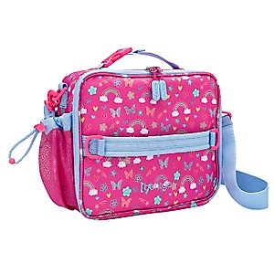 Bentgo® Kids Lunch Bag - Durable, Double Insulated, Water-Resistant Fabric, Interior & Exterior Zippered Pockets, Water Bottle Holder - Ideal for Children 3+ (Rainbow)