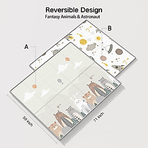 UANLAUO Foldable Baby Play Mat, Extra Large Waterproof Activity Playmats for Babies,Toddlers, Infants, Play & Tummy Time, Foam Baby Mat for Floor with Travel Bag