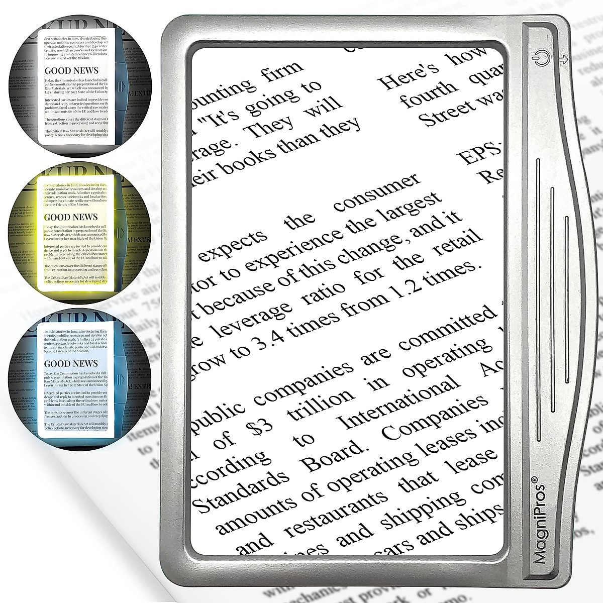 MagniPros 3X Large Ultra Bright LED Page Magnifier with Anti-Glare Dimmable LEDs(Evenly Lit Viewing Area & Relieve Eye Strain)-Ideal for Reading Small Prints & Low Vision