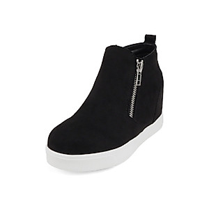 Soda Kids/Children/Girls Taylor-2 Hidden Wedge Booties Fashion Sneaker Shoes Side Zipper (Black Imit Suede, Numeric_2)