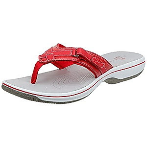 Clarks Women's Breeze Sea Flip-Flop, New Red Synthetic, 5