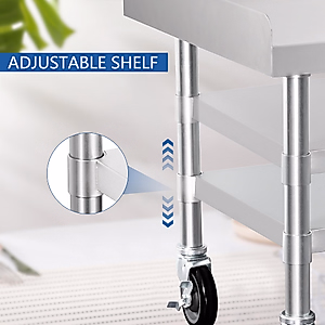 HARDURA Stainless Steel Equipment Work Stand 24" x 24" Prep Table with Under Shelf and Caster for Commercial & Workplace, Home, Hotel, Garage