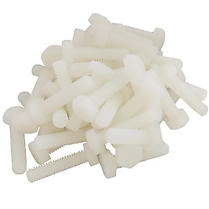 NACX M6 x 25mm Nylon Hex Head Cap Screws Bolts, Full Thread, Metric, 50Pcs