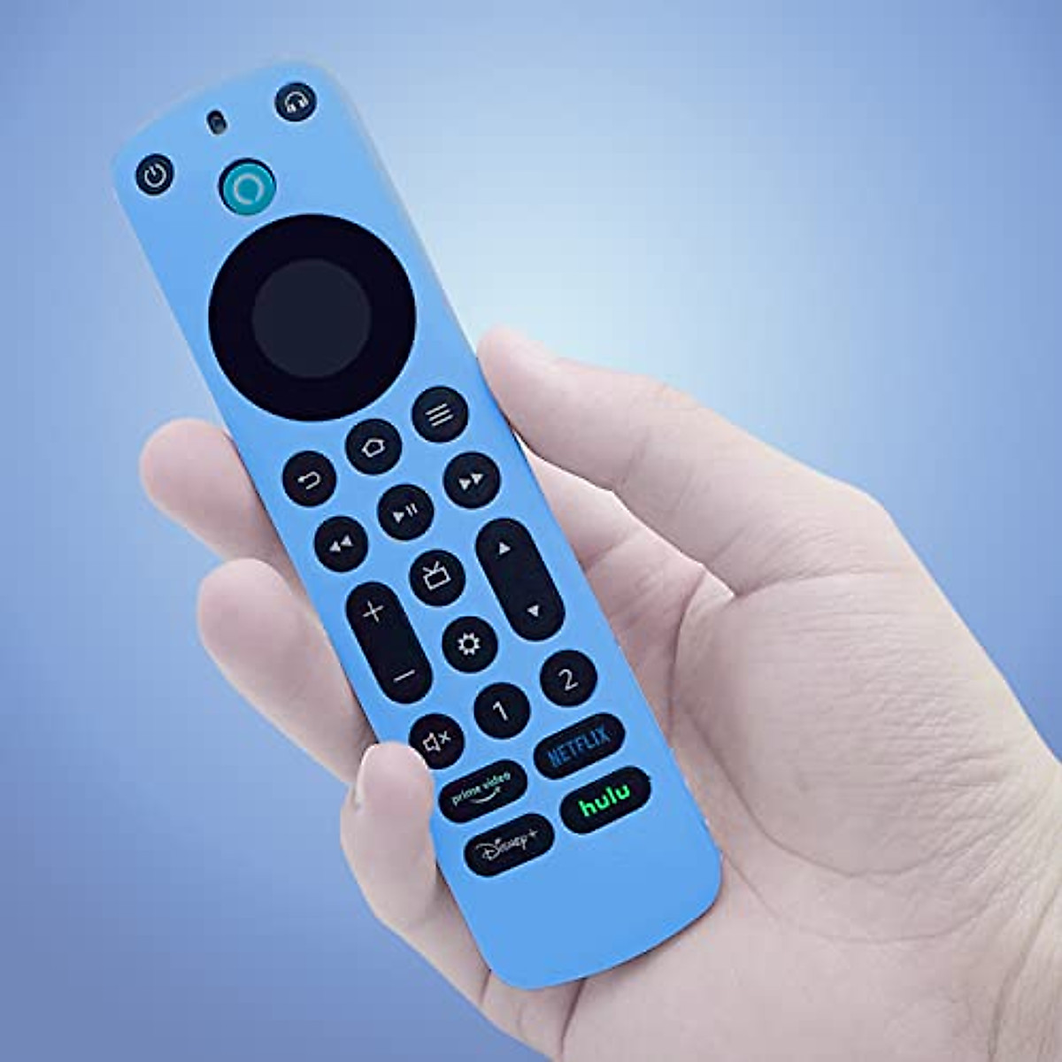 Glow Cover Replacement for Amazon Alexa Voice Remote Pro 2022, Silicone Case Skin Gloove with Lanyard, Blue