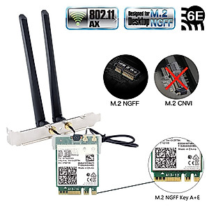 AX210 WiFi 6E WiFi Card M.2 NGFF Mini Desktop kit Adapter 6GHz BT5.2 Wireless 802.11ax 5400Mbps 2.4Ghz 5Ghz Support OFDMA MU-MIMO AX210NGW Gigabit Network Card