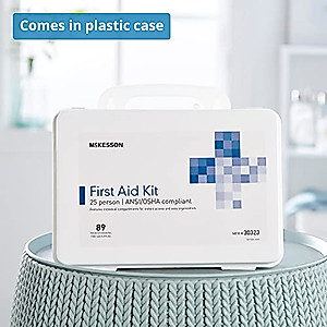 McKesson First Aid Kit for Office, School and Home, Wall Mounted, 87 Pieces, 25 Person, 6 Count