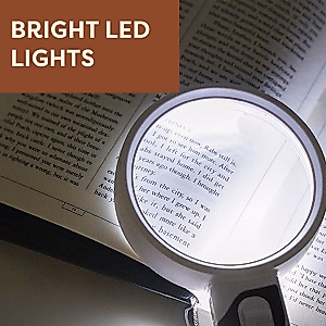 iMagniphy Powerful Magnifying Glass with Light- Senior Citizen Gifts- 5X & 10X Handheld Magnifying Glass with 2 Interchangeable Lenses- Lighted Magnifier for Seniors with Macular Degeneration