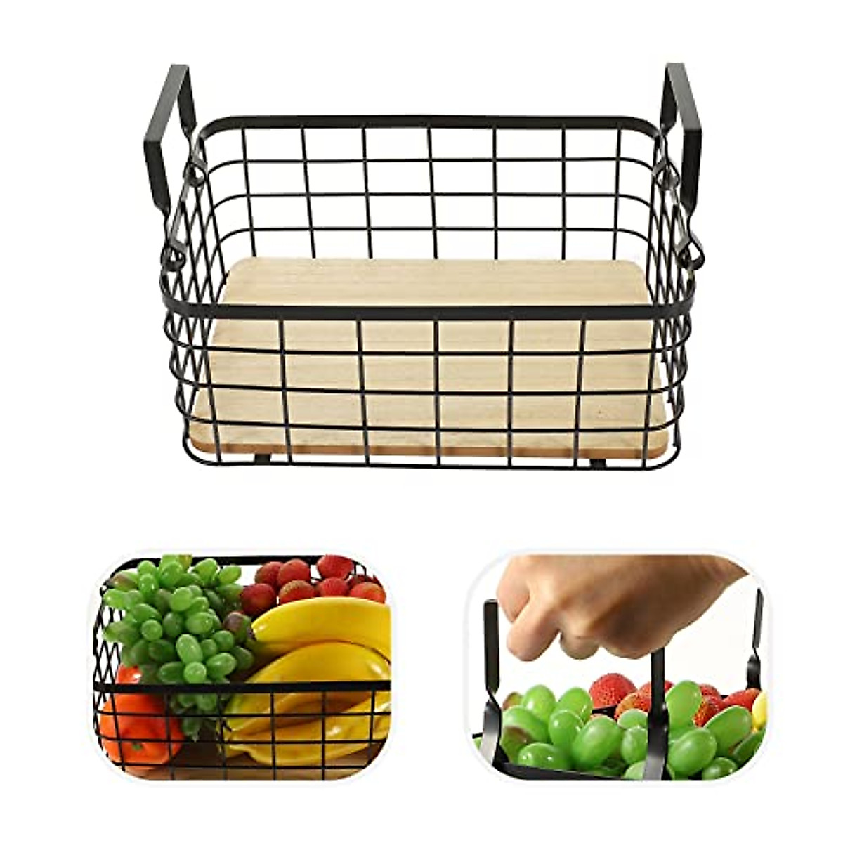 Zerodeko Bathroom Storage Bathroom Storage Bathroom Storage Decorative Metal Wire Basket with Handles Bread Vegetable Fruit Storage Basket Bowl Kitchen Bathroom Organizer Basket Baskets