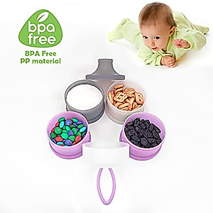 LADISO Baby Formula Dispenser, Portable Milk Powder Dispenser Container, Baby Feeding Travel Storage Container, formula mixer, formula holder, BPA Free, 4 Compartments, 2 Packs, dispensador de fórmula