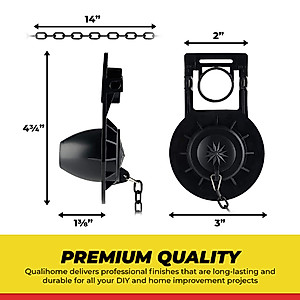 Qualihome Toilet Flapper Replacement Part - Universal Fit - 2 Inch Hinge Flapper Valve Repair Kit with Chain - Easy Installation, Instructions Included