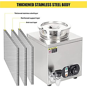 Commercial Countertop Food Warmer,1000W Electric Food Warmer,14L Stainless Steel Countertop Soup Pot,Professional Soup Warmer Heat Preservation Machine for Chocolate, Cheese, Pearl