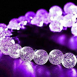 LIUPENGWEI Solar String Light, 20LED, 5m Outdoor Crystal Ball Christmas Decorative Lights Christmas Tree Lawn Home Garden, Dew Purple Waterproof Solar Lamp Garden Ghost Light