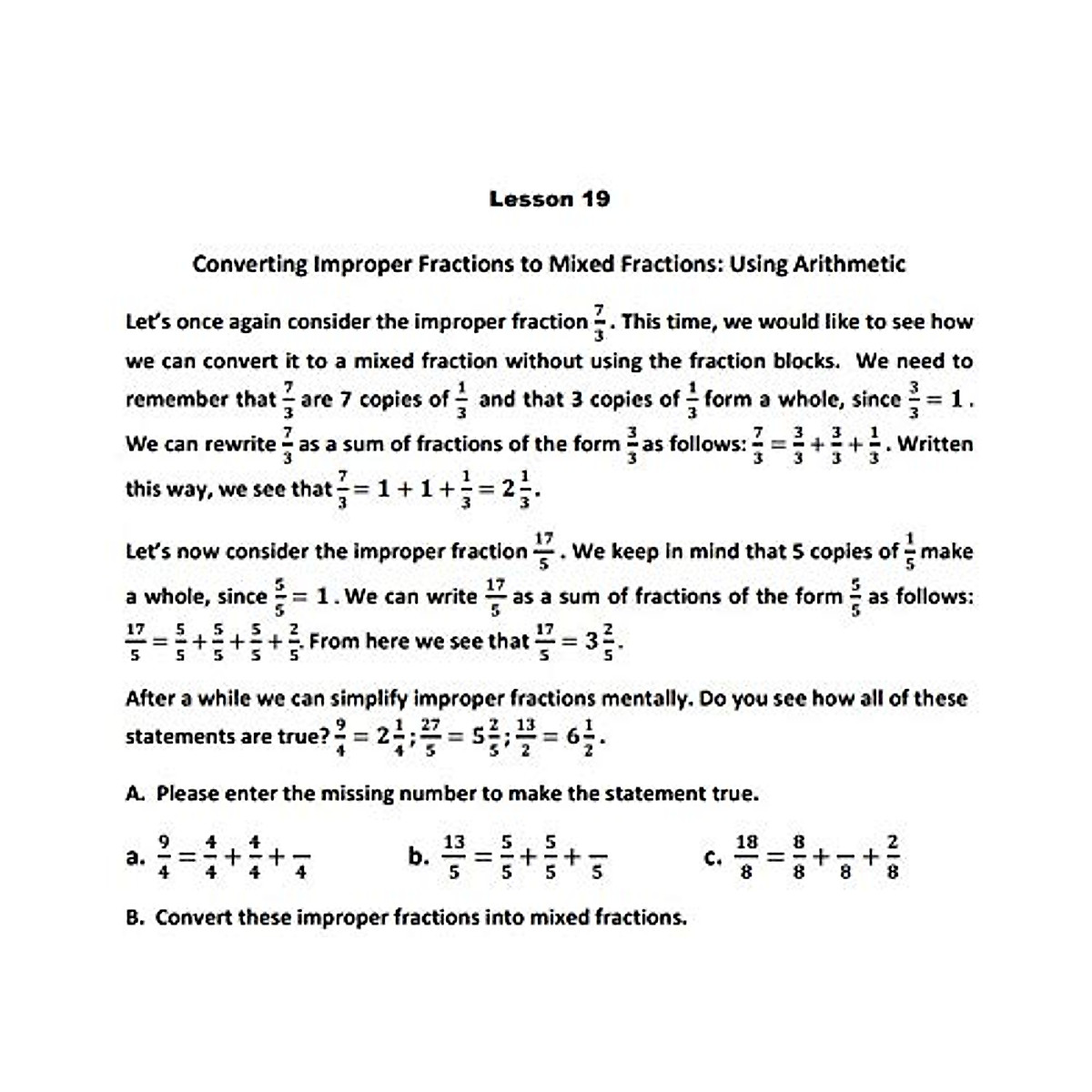 Developing Fractions Sense® B Class Set of 10 - Grade 4. A Concrete and Visual Approach to Fractions. Includes 10 Student workbooks, 10 Sets of Fraction manipulatives, Teacher Set and Answer Key.