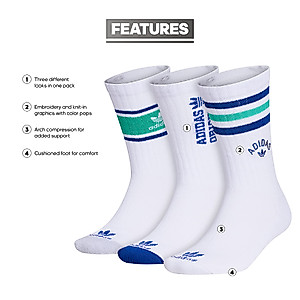 adidas womens Originals Mixed Graphics Cushioned Crew Socks (3-pair)