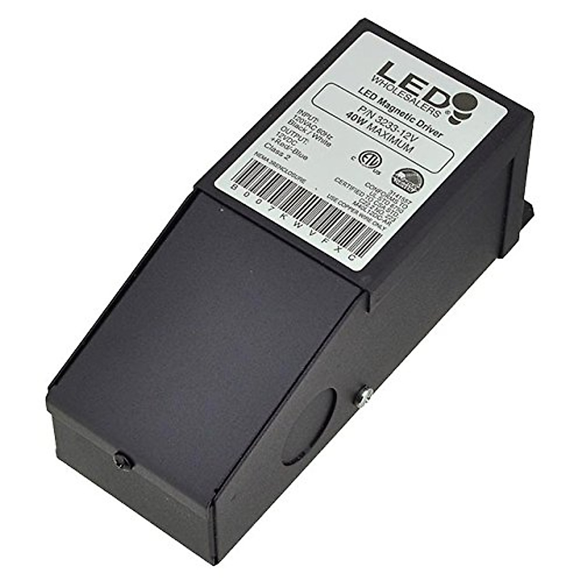 LEDwholesalers Dimmable 12-Volt DC Magnetic Transformer Power Supply for LED Flexible Strips, Class 2, ETL Listed, 40 Watt, 3233-12V