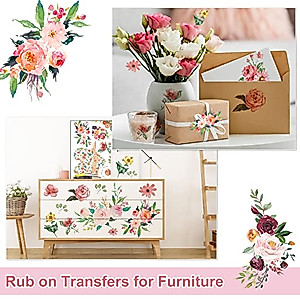 3 Sheets Rub on Transfers for Furniture, Farmhouse Rub on Transfers for Crafts, Furniture Rub on Transfer Stickers for Wood Home Decor Transfers,13.78 * 6.89inches