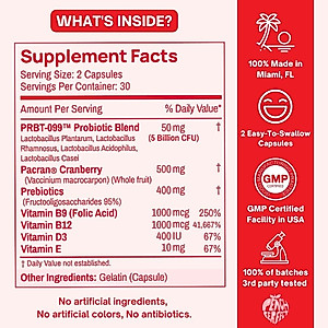 Purely Pink Prebiotic & Probiotics for Women Multivitamin, Vaginal Health Cranberry Supplement Vitamins, Supports pH Balance, Feminine Care, Urinary Tract Health, Healthy Flora and Odor, 30 Servings