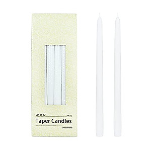 Zest Candle 12-Piece Taper Candles, 12-Inch, White