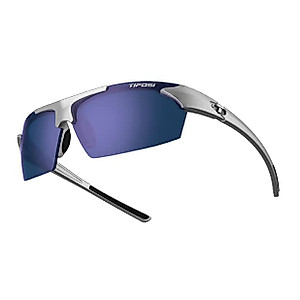 Tifosi Jet 0210400677 Wrap Sunglasses,Metallic Silver Frame/Smoke Blue Lens,One Size