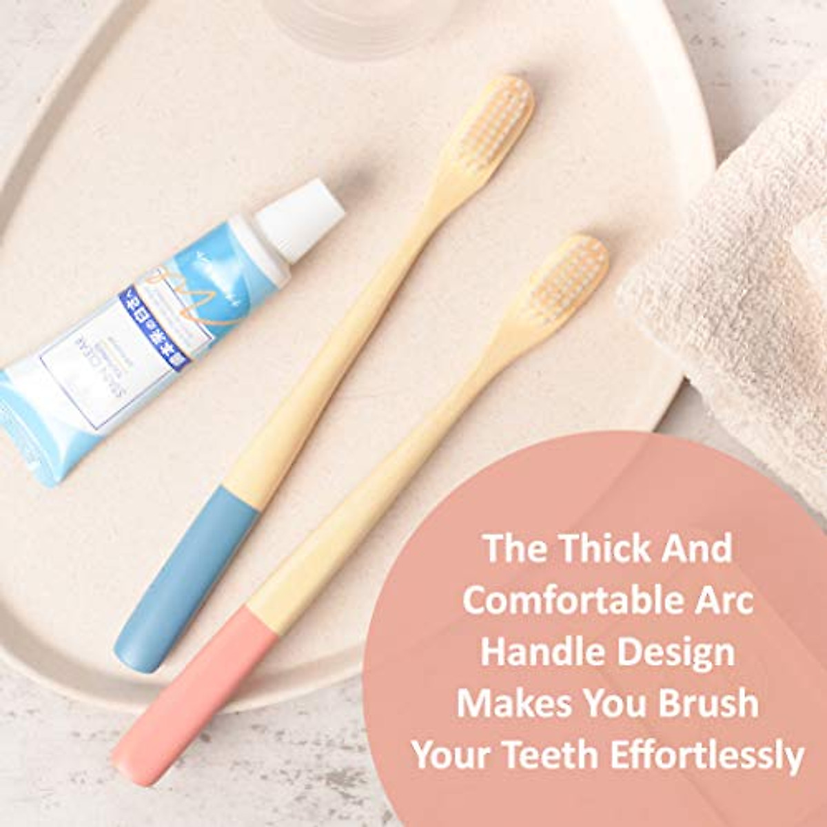 Bamboo Toothbrushes Pack of 4 | eco-Friendly & Biodegradable | Non-Plastic BPA Free Soft Natural Bristles For Gingivitis And Sensitive teeth | Recyclable Eco Toothbrush Men & Women | By laboos