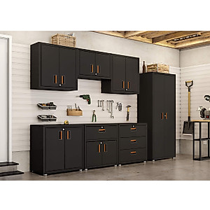 itbe Ready-to-Assemble Floating Garage Storage Cabinet - Wall Mount Garage Cabinet w/Lockable 2 Doors, 44 lbs Shelf Capacity, Removable Shelf, Small Steel Metal Cabinet(Black)