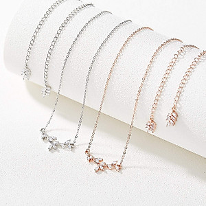 SWEETV Crystal Wedding Bridal Backdrop Necklace for Brides, Cubic Zirconia Dainty Vine Back Pendant Necklace for Women, Bridesmaid Gift