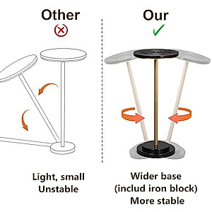 COVLON Drink Table, Weighted Base Pedestal Table, Martini Table,Small Side Table with Wooden Carved Table Top for Living Room, Bedroom, Modern, Gold and Black