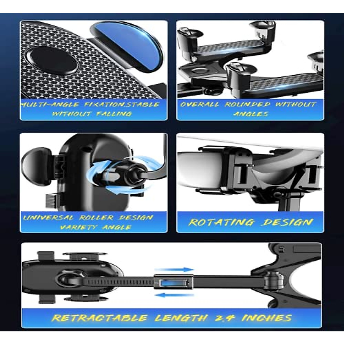 CJCTX Rear View Mirror Phone Holder for Car / 360° Rotatable and Retractable Car Phone Holder / 2022 Phone Mount for Car Like iPhone Samsung Smartphones