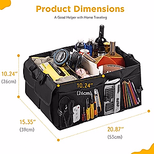 JNCHOICE Trunk Organizer for Car, Collapsible Car Organizer Multi-Compartment Car Storage for SUV, Truck & Car Accessories for Backseat -Black