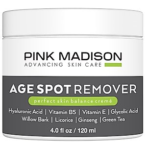 Pink Madison Dark Spot Corrector Best Age Spot Remover Treatment for Face Hands Body Circle 4 Ounce Cream