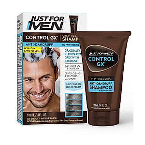Just For Men Control GX Grey Reducing Anti-Dandruff Shampoo, Gradual Hair Color, Controls Dandruff with Zinc Treatment, 4 Fl Oz - Pack of 1 (Packaging May Vary)