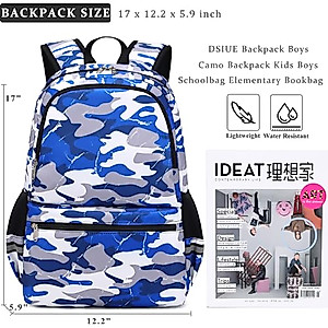 DSIUE Backpacks for Boys School Bags for Kids Elementary Bookbag and Lunch Box Set Camo Red