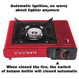 Vivicreate 8500 BTU Portable Stove, Camping Stove, Butane Stove,Butane Burner, Outdoor stove (Red)