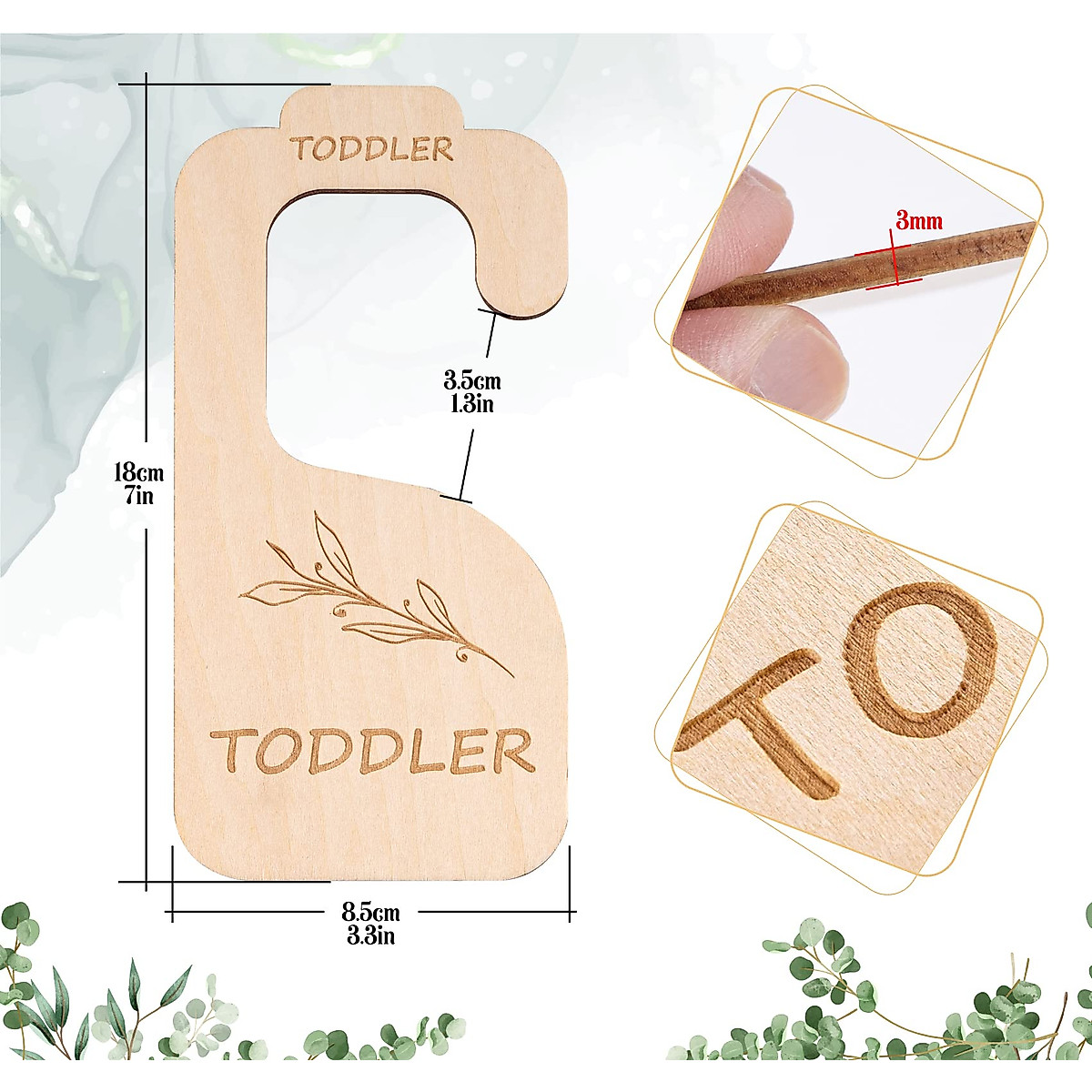 ABSOFINE Baby Closet Dividers, 8PCS Wooden Double Nursery Closet Size Dividers, Baby Closet Organizer Closet Dividers from Newborn to 24 Months for Baby Girls or Boys