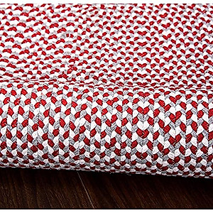 Super Area Rugs Tri-Color Cotton Farmhouse Braided Rug - Buffalo Check Red,White,Gray 6' Round Circle