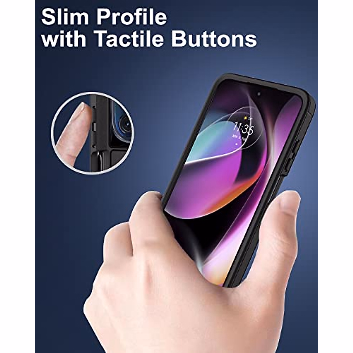 Dahkoiz Motorola Moto G 5G(2022) Case, with Tempered Glass Screen Protector, Dust-Proof Port Cover, Full Body Protection Silicone Rubber Phone Case for Moto G 5G(2022), Black