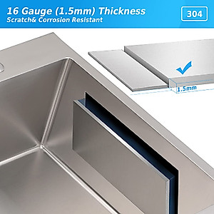 30 Inch Drop In Kitchen Sink Black - 30 x 22 inch Drop-in or Topmount Kitchen Sink 16 Gauge Handmade Deep Topmount Kitchen Sink Single Bowl