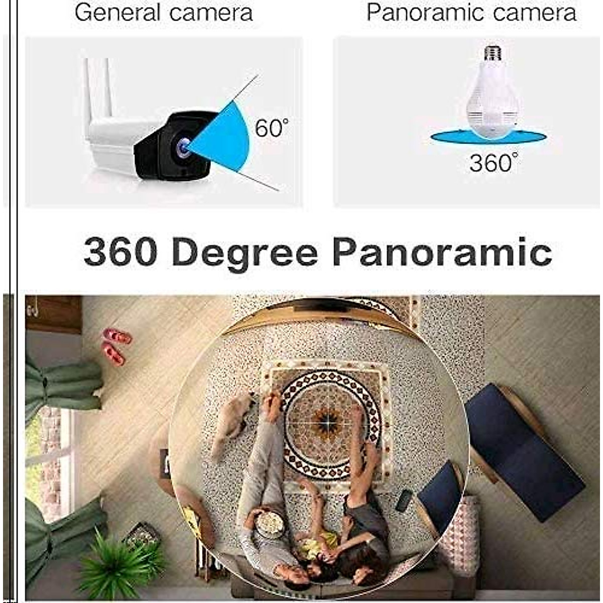 Full HD 1080P Home WiFi Camera, 2.4GHz, 360° Panoramic Wireless Security IP Camera, Remote Viewing Camera, Night Vision Motion Detection